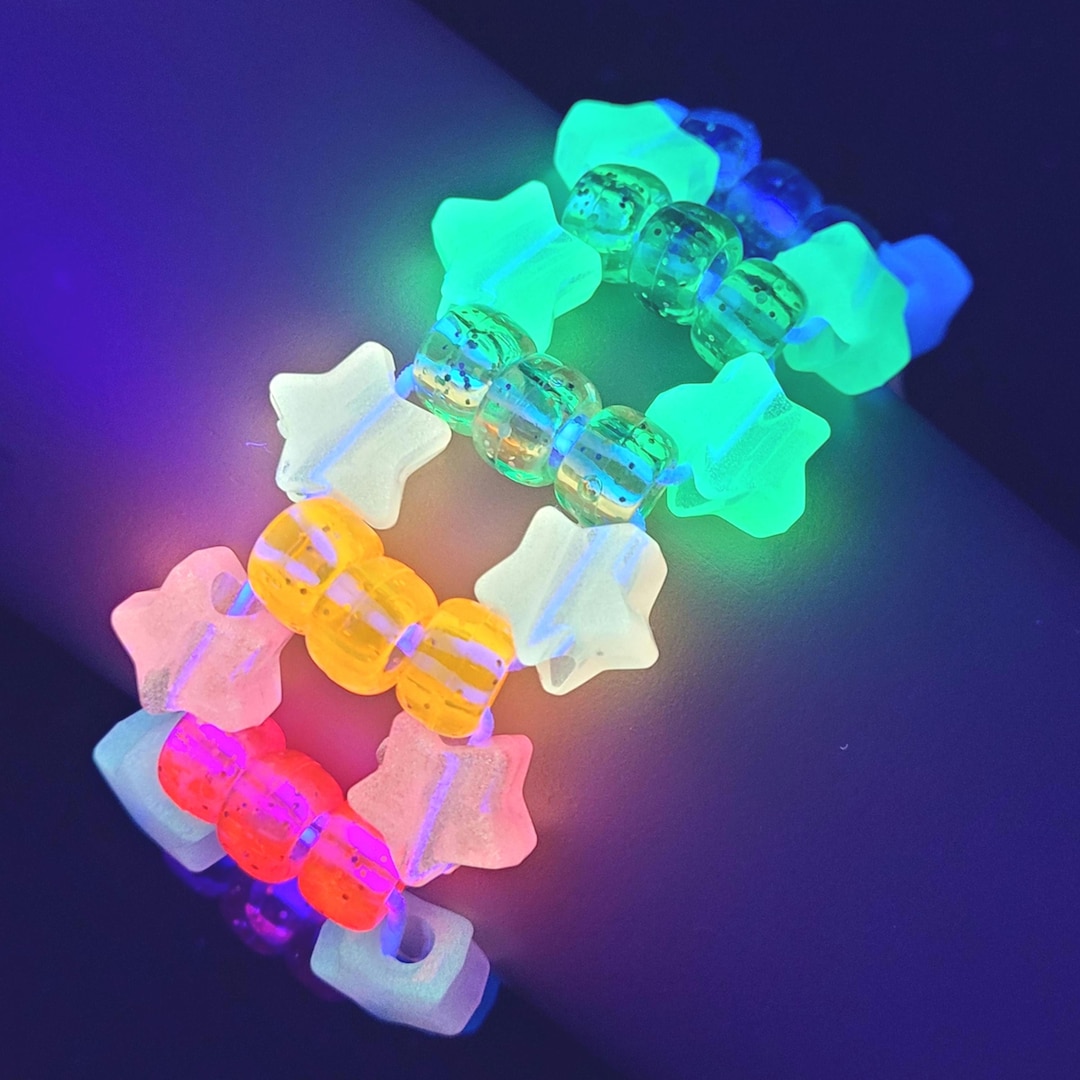 Glow Star Kandi Cuff,glitter Bracelet,kandi Bracelet,rave Bracelet,edc ...