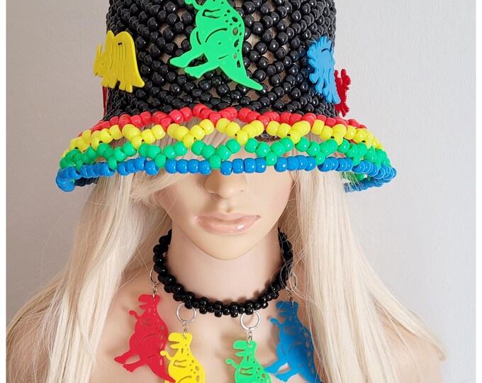 Dinosaur Kandi Bucket Hat,rave Hat,rave Bucket Hat,festival Bucket Hat ...