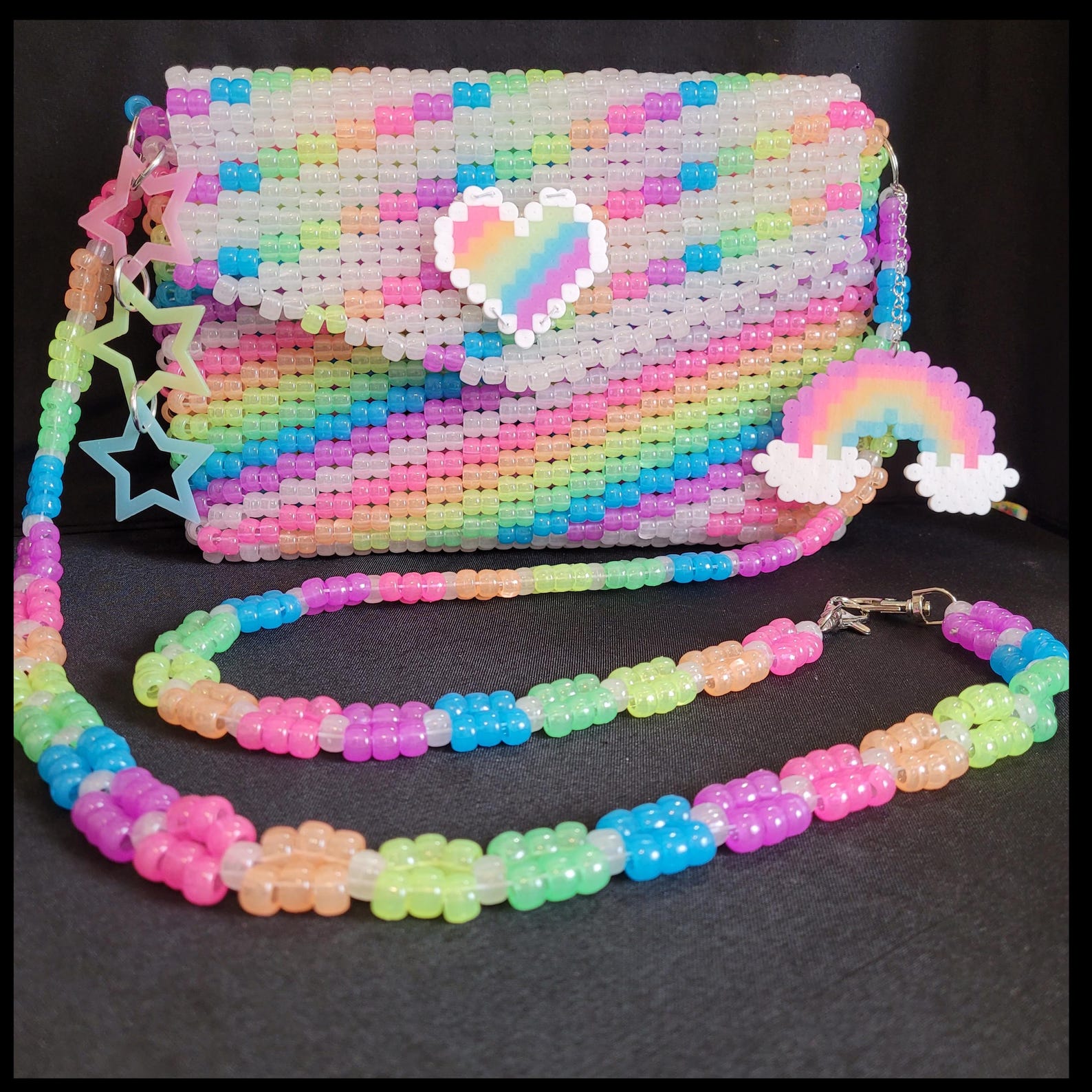 Glow in the Dark Beaded Kandi Purse: Rave Festival Bag - Etsy