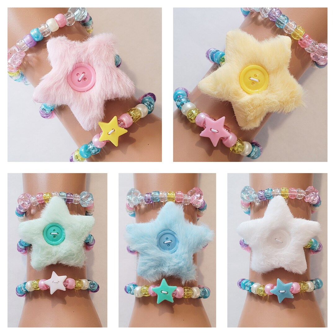 Set of 3 Pastel Star Kandi Bracelets,kawaii Bracelets,glitter Bracelets,star Bracelet,star Gift ...