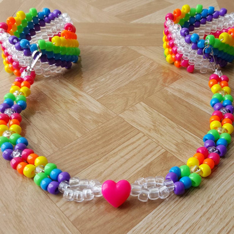 Rainbow kandi handcuffs kandi cuff kandi bracelet kandi | Etsy