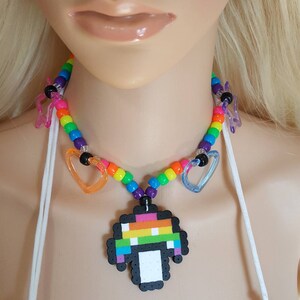 Trippy Mushroom Kandi Choker,kandi Necklace,mushroom Necklace,uv ...