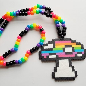 Trippy Rainbow Kandi Necklaces,uv Necklace,star Necklace,alien Necklace ...