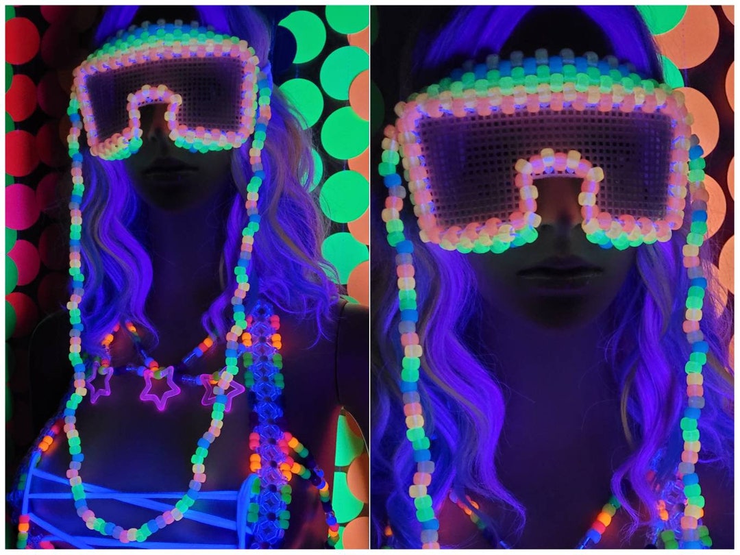 Rainbow Kandi Rave Goggles: UV Reactive Festival Glasses - Etsy