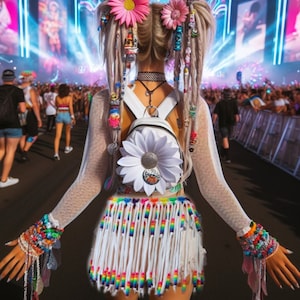 UV Rainbow Fringe Kandi Skirt, Edc Outfit, Rave Outfit, Pride Outfit ...