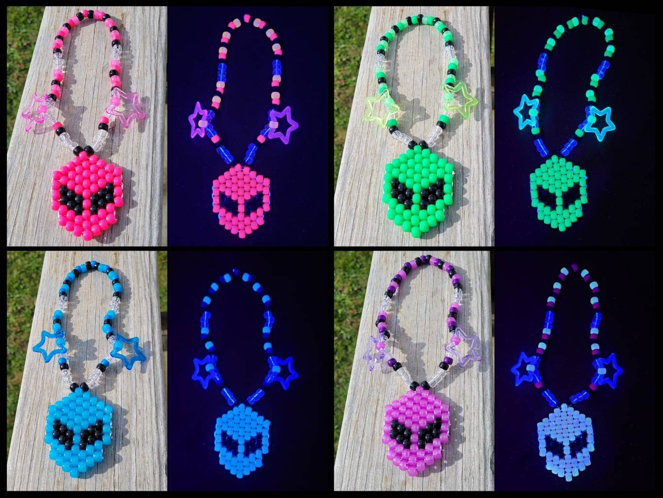 UV Alien Kandi Choker,kandi Necklace,rave Outfit,rave UV Alien Kandi Choker,kandi Necklace,rave Outfit,rave