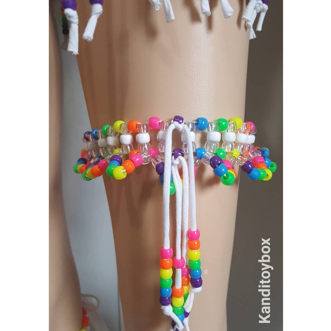 Rainbow Fringe Kandi Garter, Rave Outfit, Festival Outfit, Edc Kandi ...