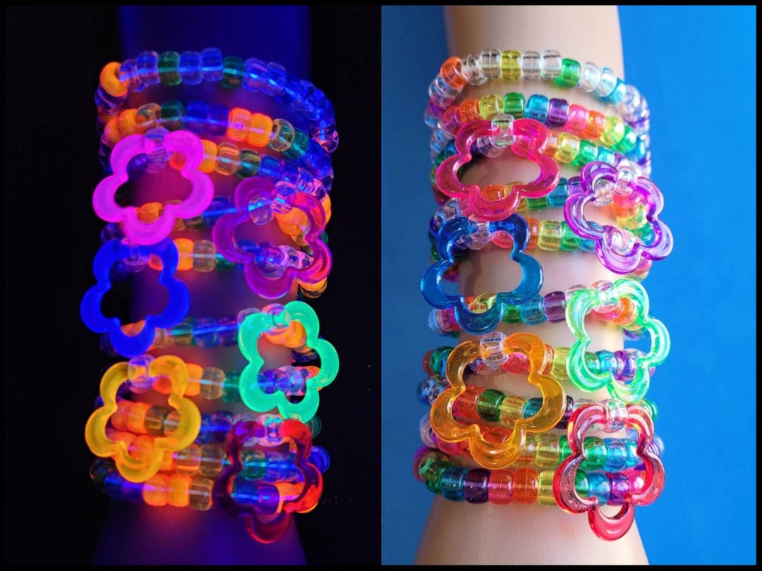 UV Flower Kandi Bracelets,glitter Bracelets,kandi Singles,rave Bracelets,edc Kandi,plur,kandi ...