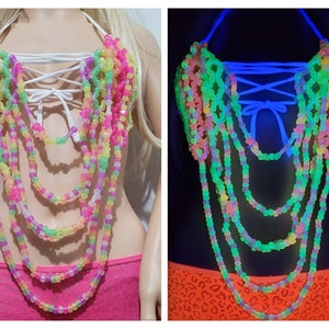 Glow in the Dark Rainbow Kandi Bra,edc Outfit,rave Outfit,rave Costume ...