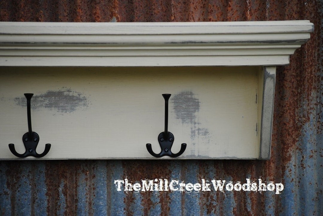 Entryway Coat Rack With Hooks Fireplace Mantel Shelf Floating Ledge ...
