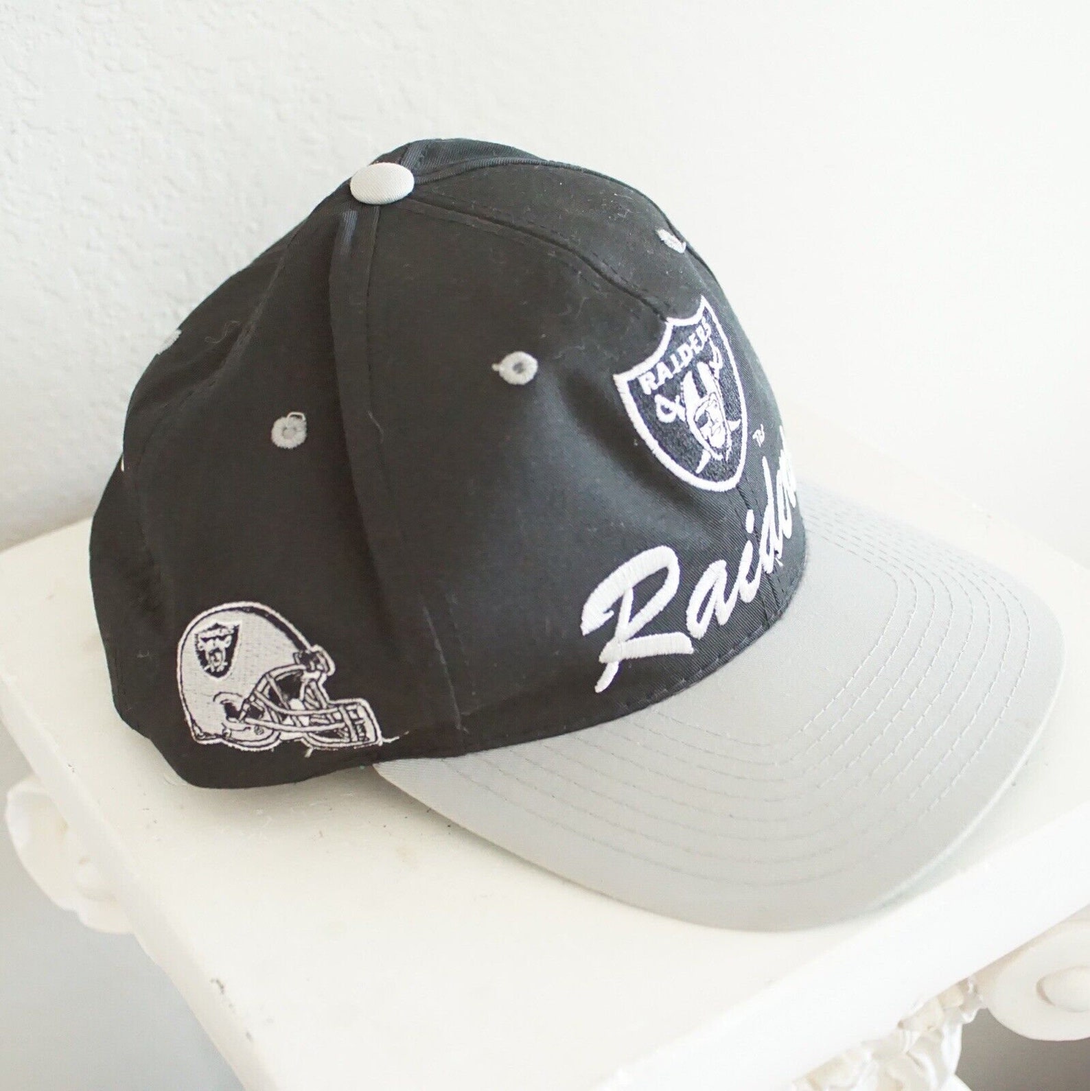 Vintage 90s Los Angeles Raiders NFL Snapback Cap - All Black - Etsy