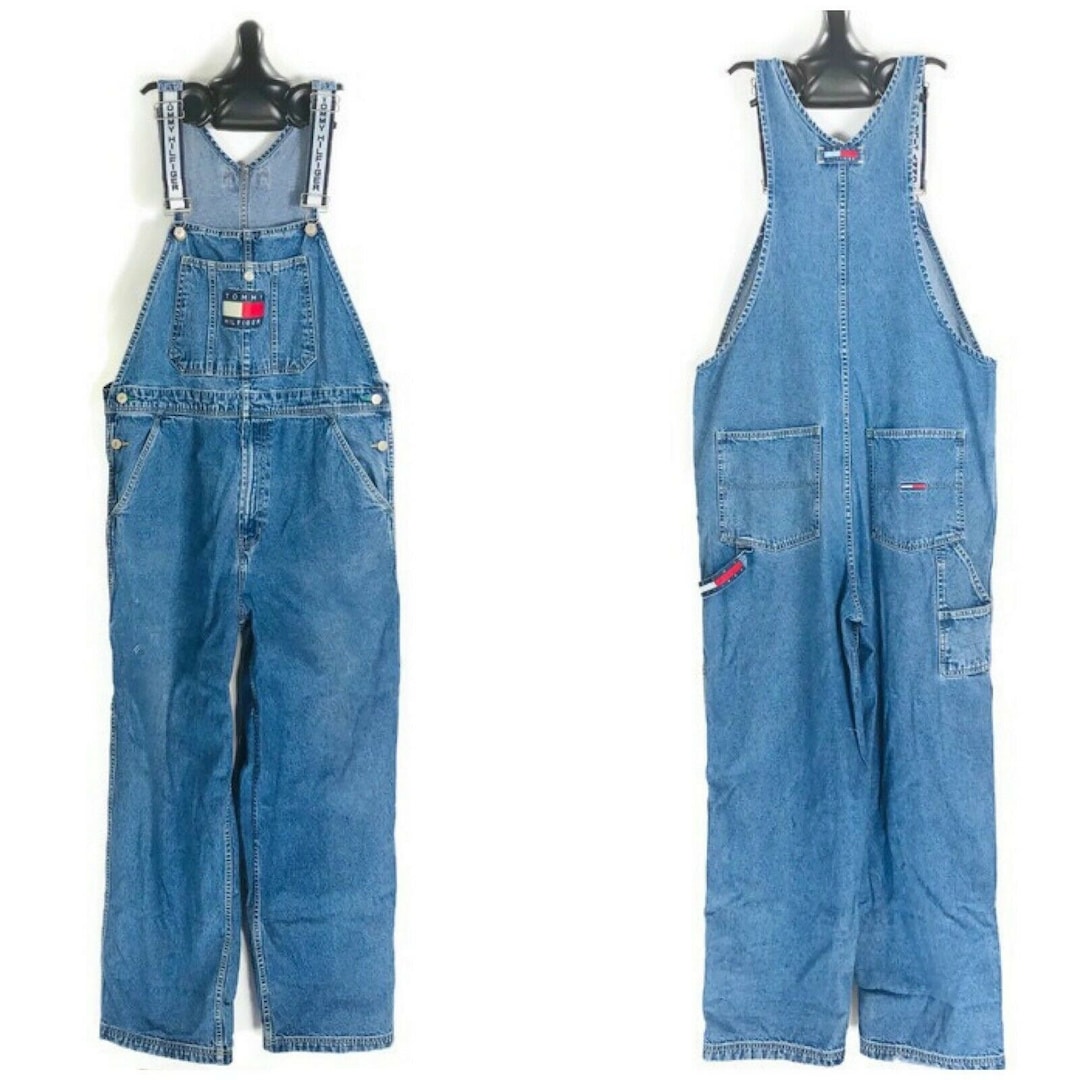 Vintage Tommy Hilfiger Denim Overalls, Retro Hip Hop Fashion, Size ...