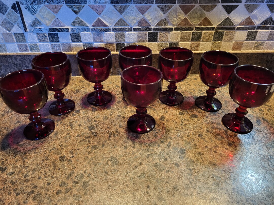 Vintage Red Glass Goblet Glass - Etsy
