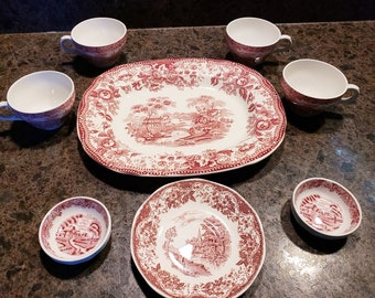 Red Transfer Ware | Etsy