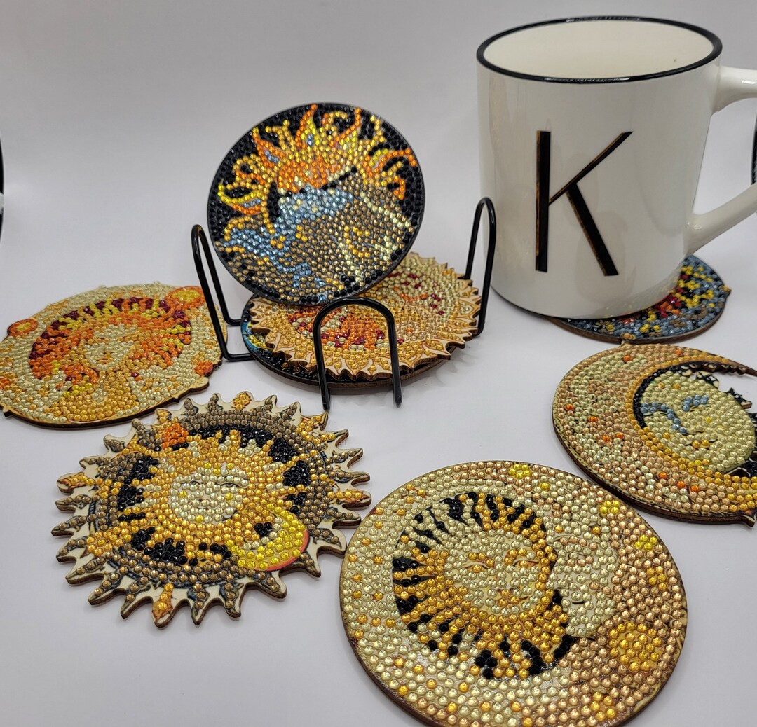 Bling Celestial Sun and Moon Themed Coasters - Etsy