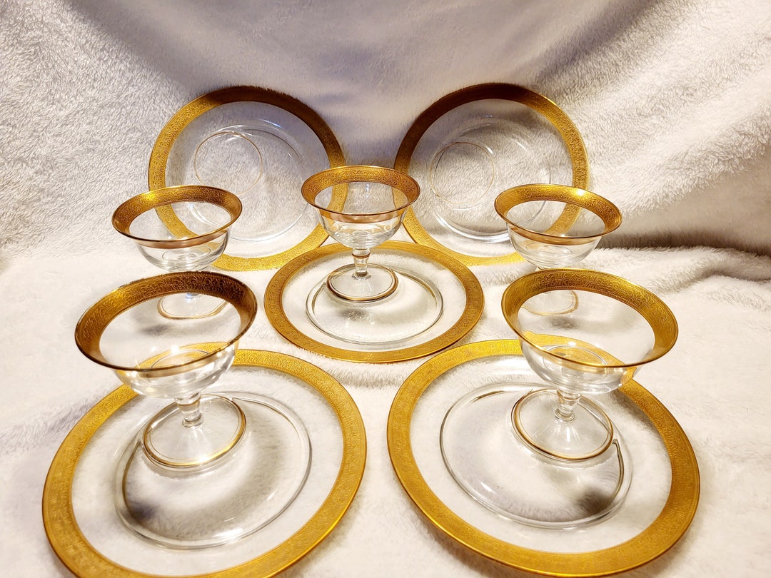 Beautiful Vintage 24K Gold Encrusted Snack Plate Sets - Etsy