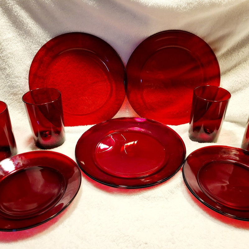 Red Glassware - Etsy