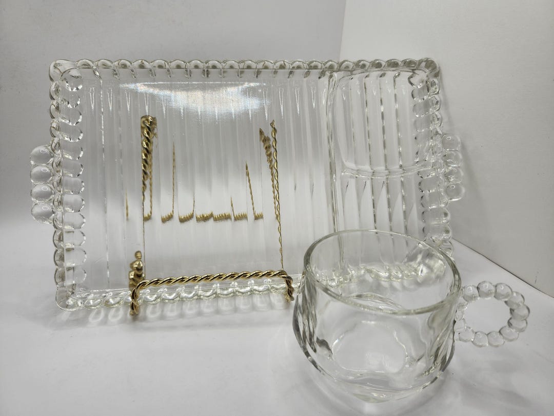 Vintage 1950's Hazel Atlas Crystal Orchard Design Snack Set - Etsy