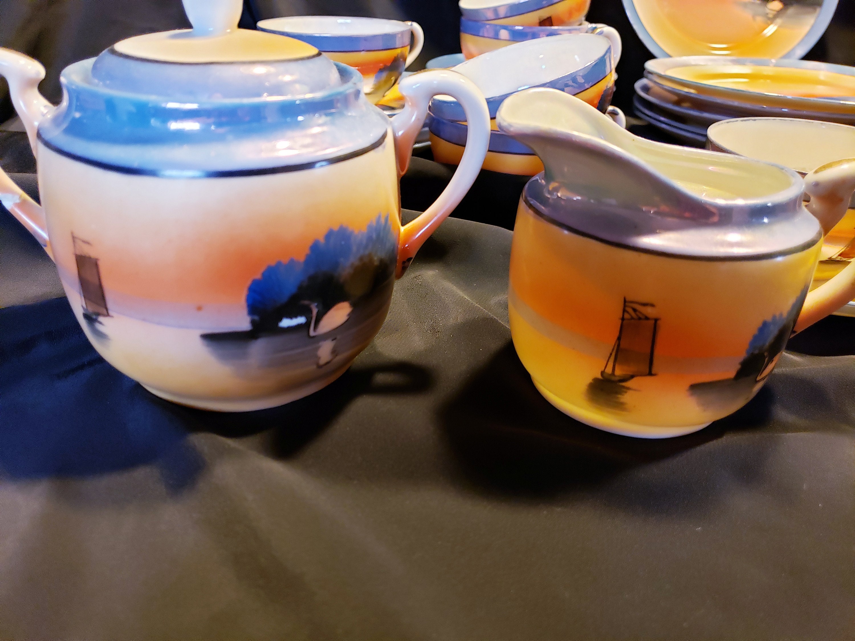Vintage 35 Piece Hand Painted Japanese Lusterware Tea Set With - Etsy