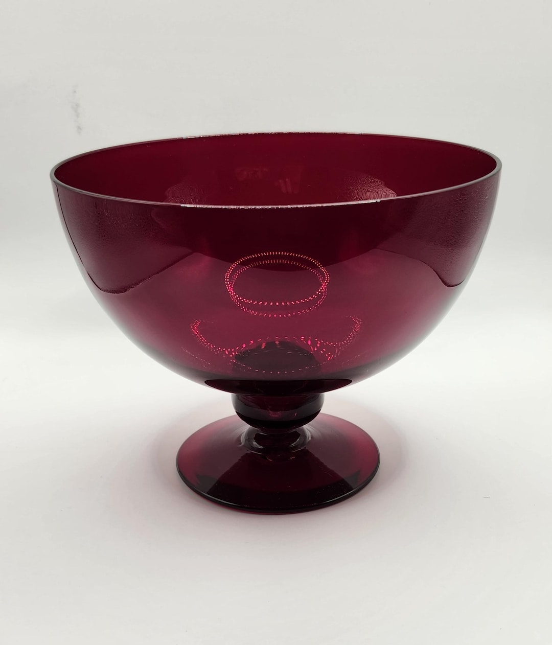 Vintage Red Glass Goblet Style Glass Bowl - Etsy