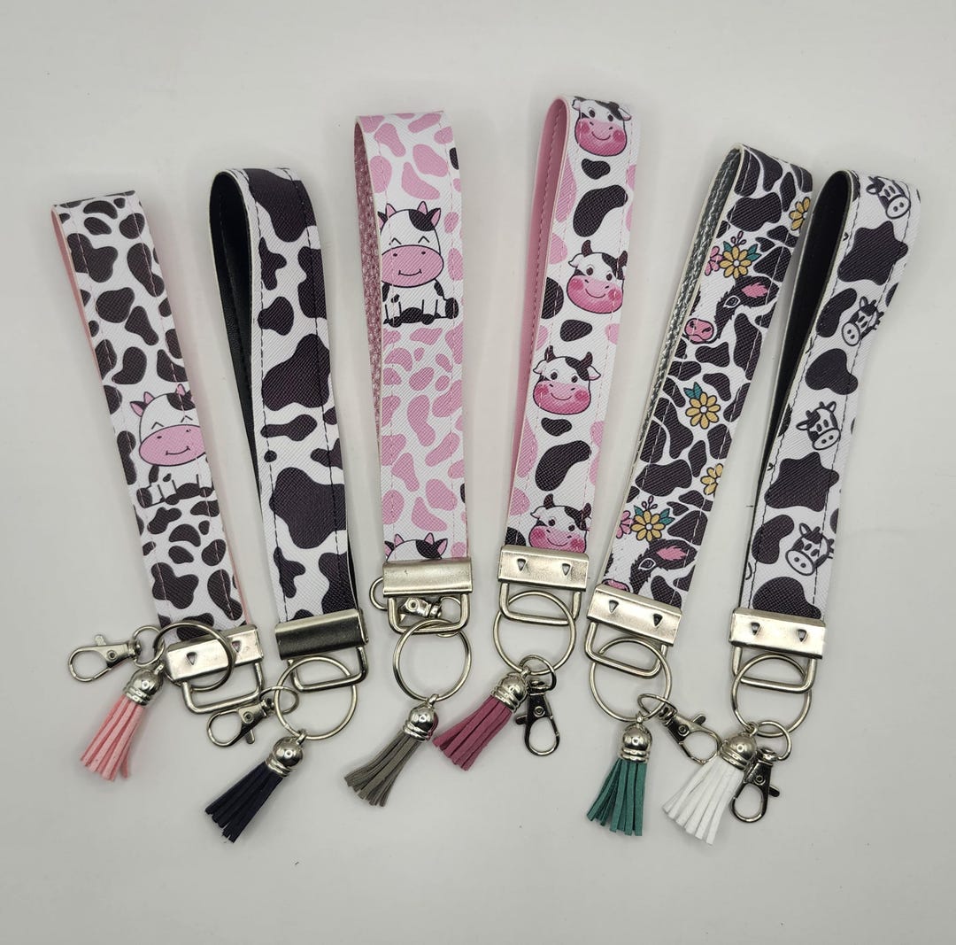 Choice of Cow Print Faux Leather Key Fob Wristlet - Etsy
