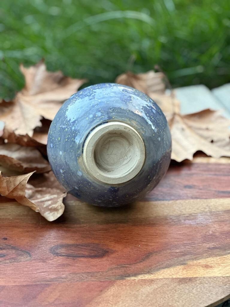 Handmade Ceramic Blue Color Vase Star Burst . Flower Vase - Etsy