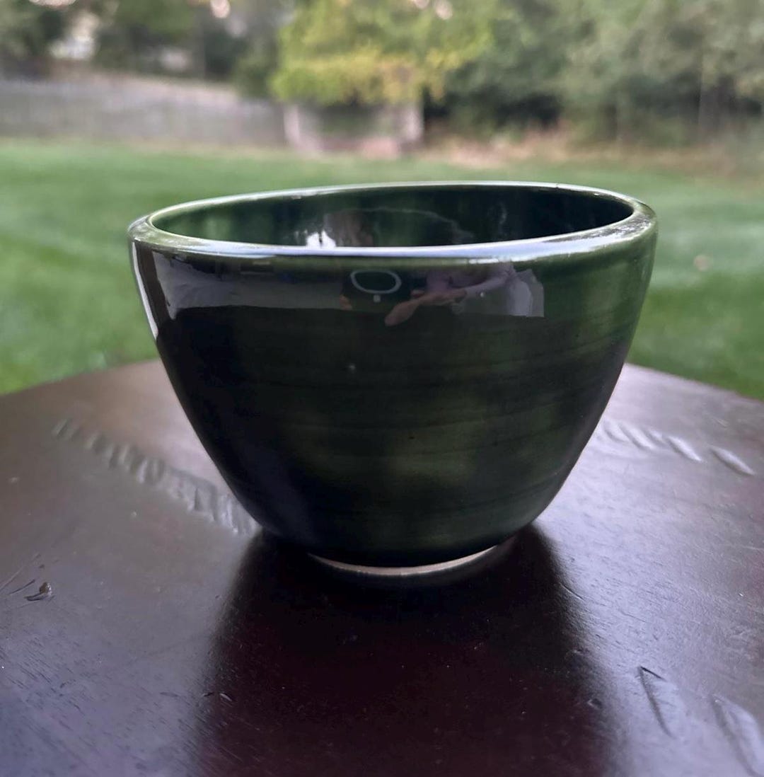 Handmade and Hand Carved Pottery Bowl, Emerald Green, Cereal Bowl ...