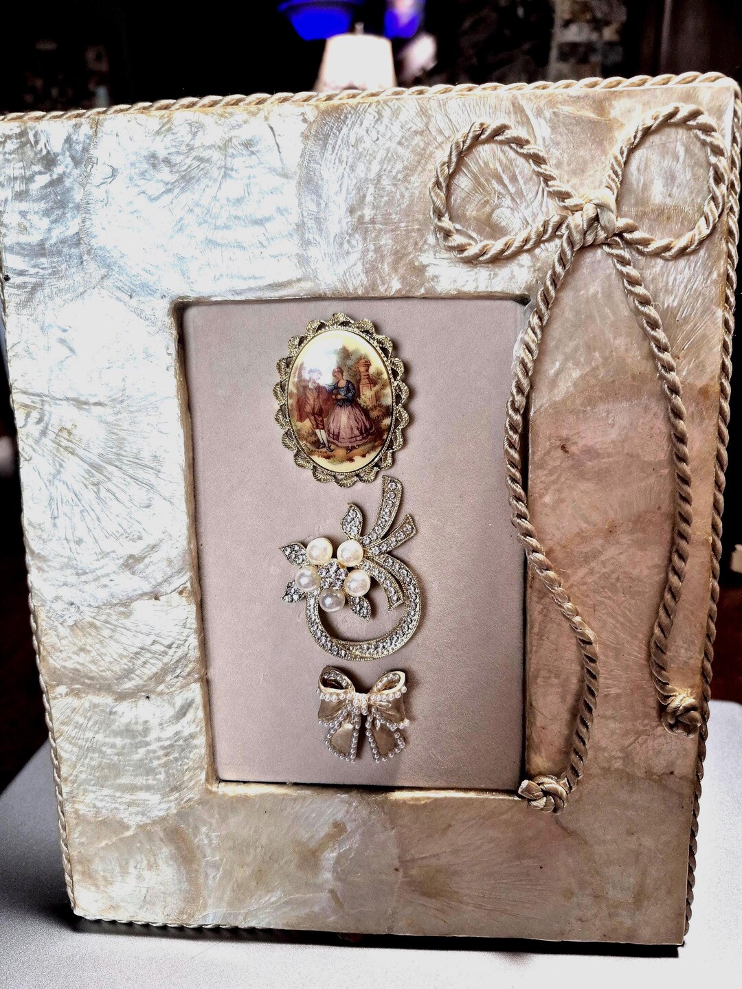 Pearlized Frame With Handmade Jewelry Brooches in Frame - Etsy