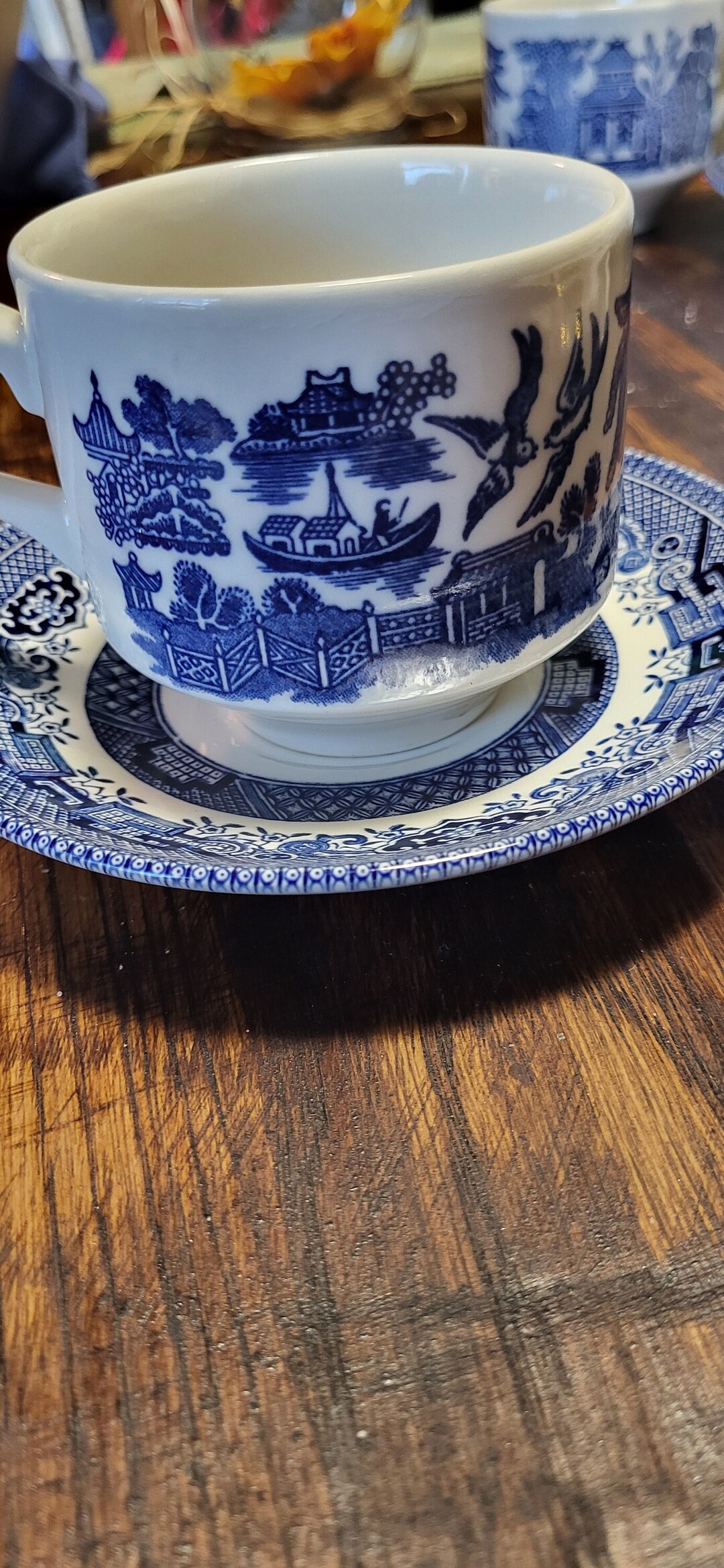 Blue Willow Cup and Saucer Made in England - Etsy