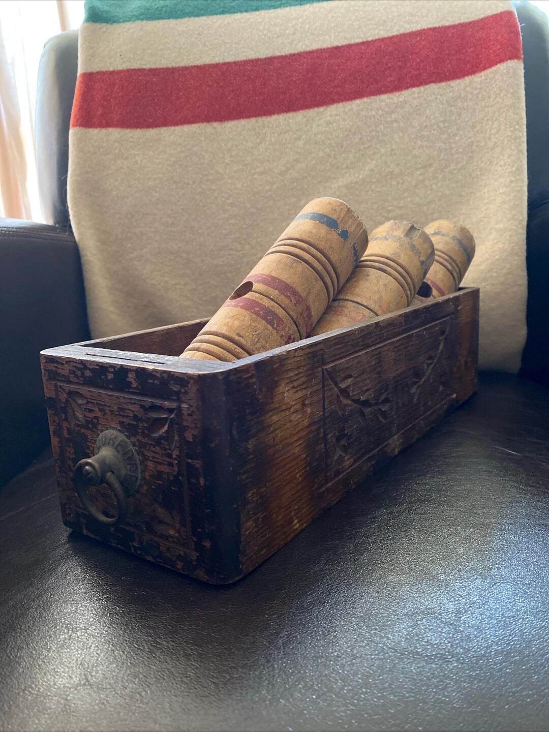 Vintage Croquet Mallet Set W/ Antique Sewing Machine Drawer Display ...