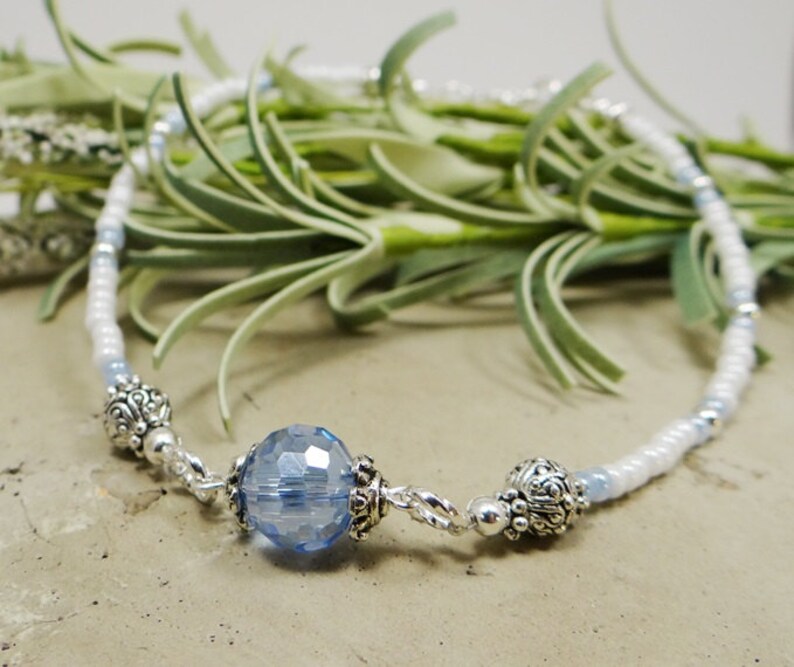 Anklet Ankle Bracelet Light Blue Round Crystal Beaded Anklet | Etsy