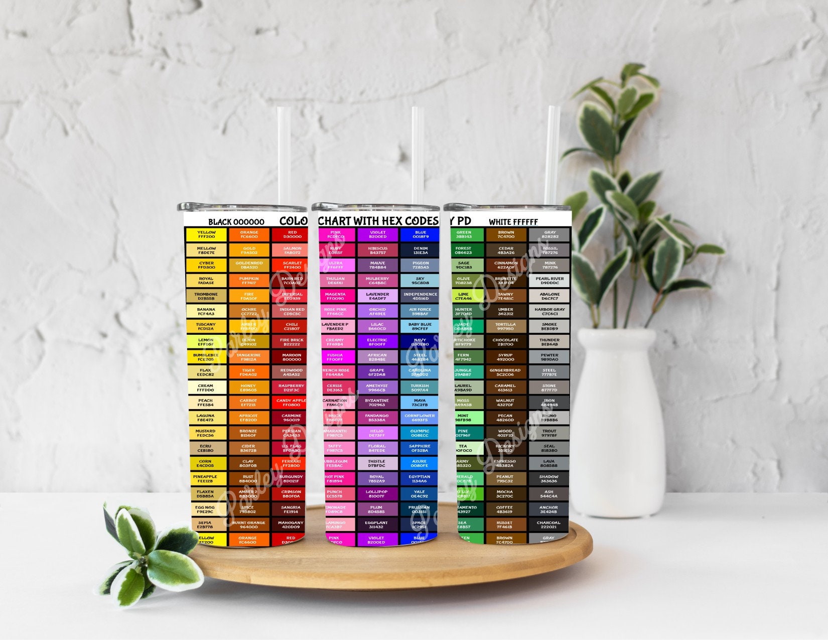 Color Chart Hex Code 20 Oz. Straight Tumbler Wrap, Vibrant, Digital ...