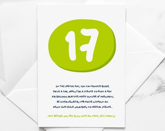 17th Birthday Card Personalised Age 17 Card Handmade and - Etsy UK
