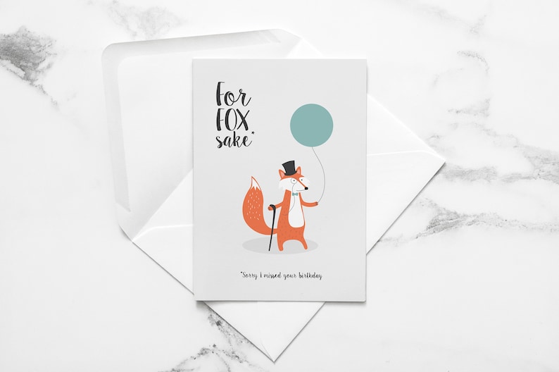For Fox Sake Belated Birthday Card Sorry I Missed Your | Etsy