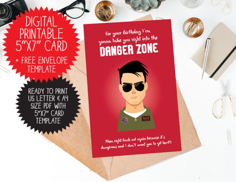 Printable Top Gun Birthday Card Funny Birthday Card Top Gun Etsy