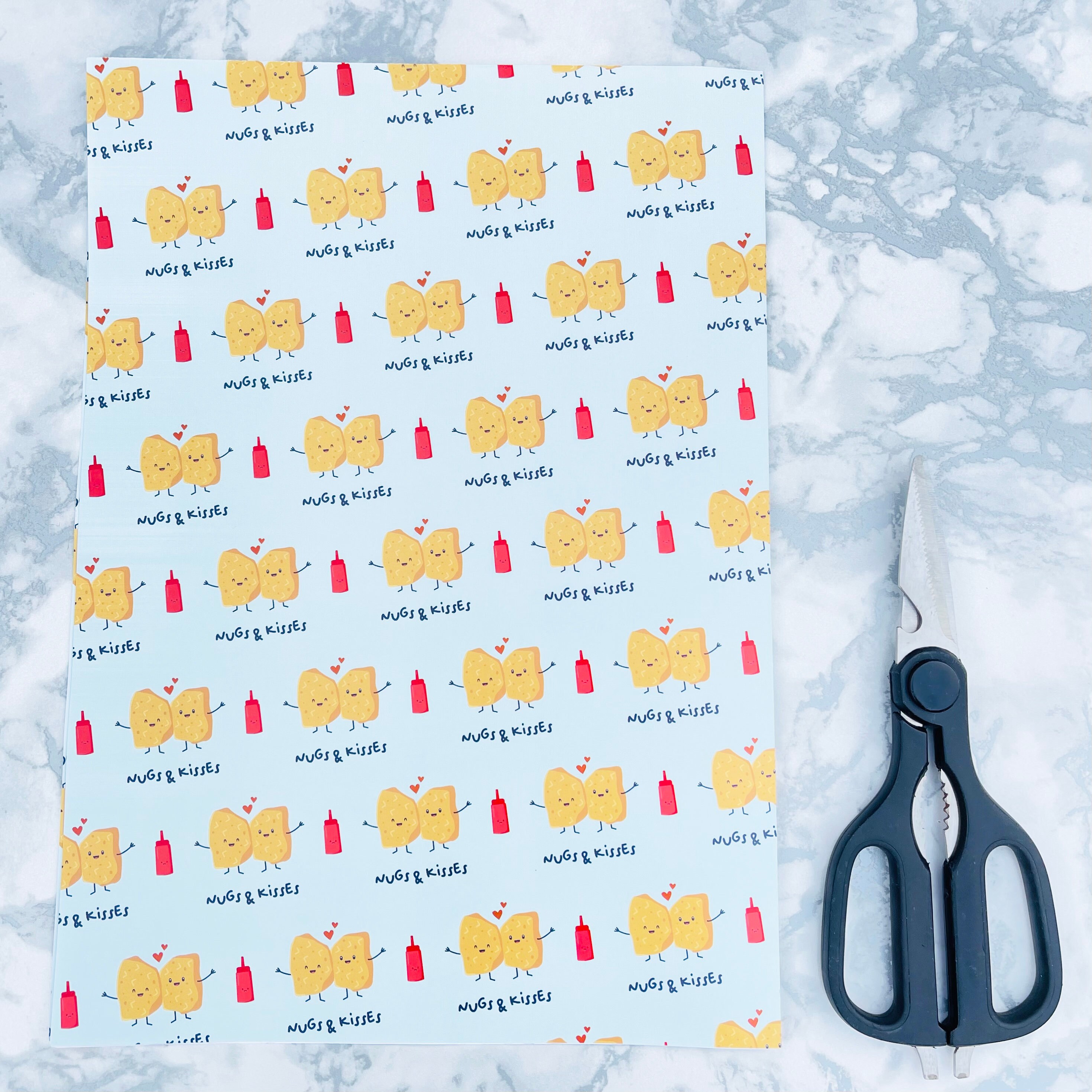 Chicken Nuggets Gift Wrap Funny Nugs and Kisses Wrapping | Etsy