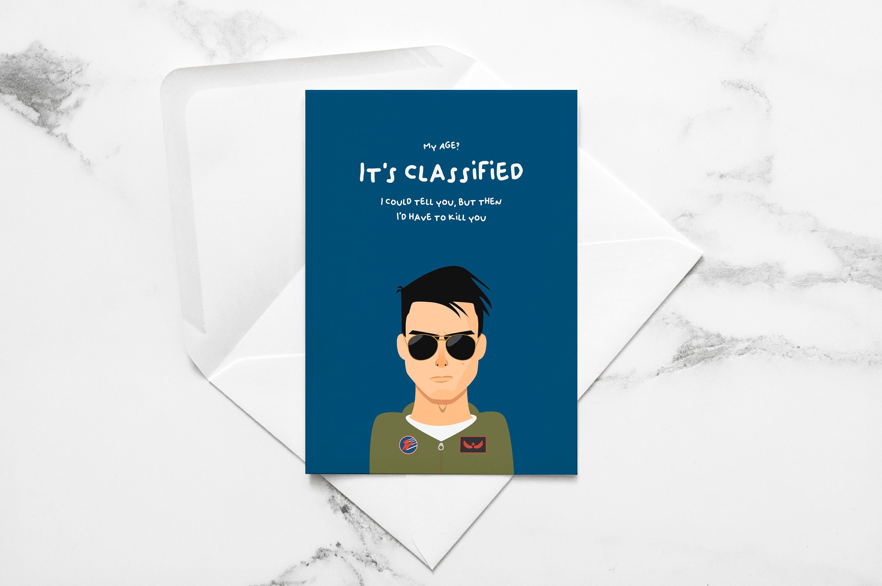 Top Gun Inspired Birthday Card May Age It's Classified - Etsy UK