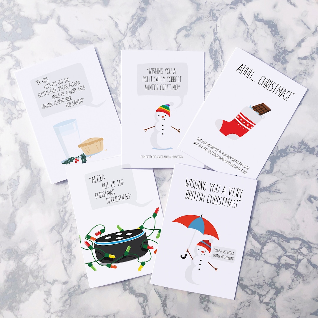 Funny Christmas Cards Pack of 10, Alternative Christmas Card Set of 5 ...