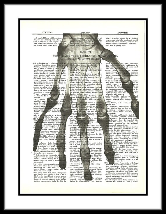 Items similar to Skeleton Hand Dictionary Art Print Bones Fingers Xray ...