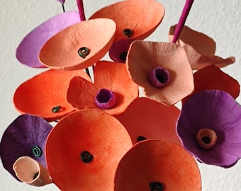 16 Long Stem Papier Mache' Flowers, Flower Arrangement, Home Decoration ...