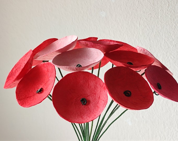 Table Flowers, Paper Mache' Flowers Bouquet, Modern Flowers With Stems ...