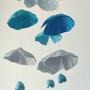 White Blue Paper Mache Wall Decoration, Contemporary Garlands, Wall Art ...