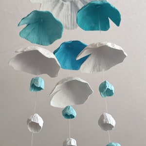 White Blue Paper Mache Wall Decoration, Contemporary Garlands, Wall Art ...