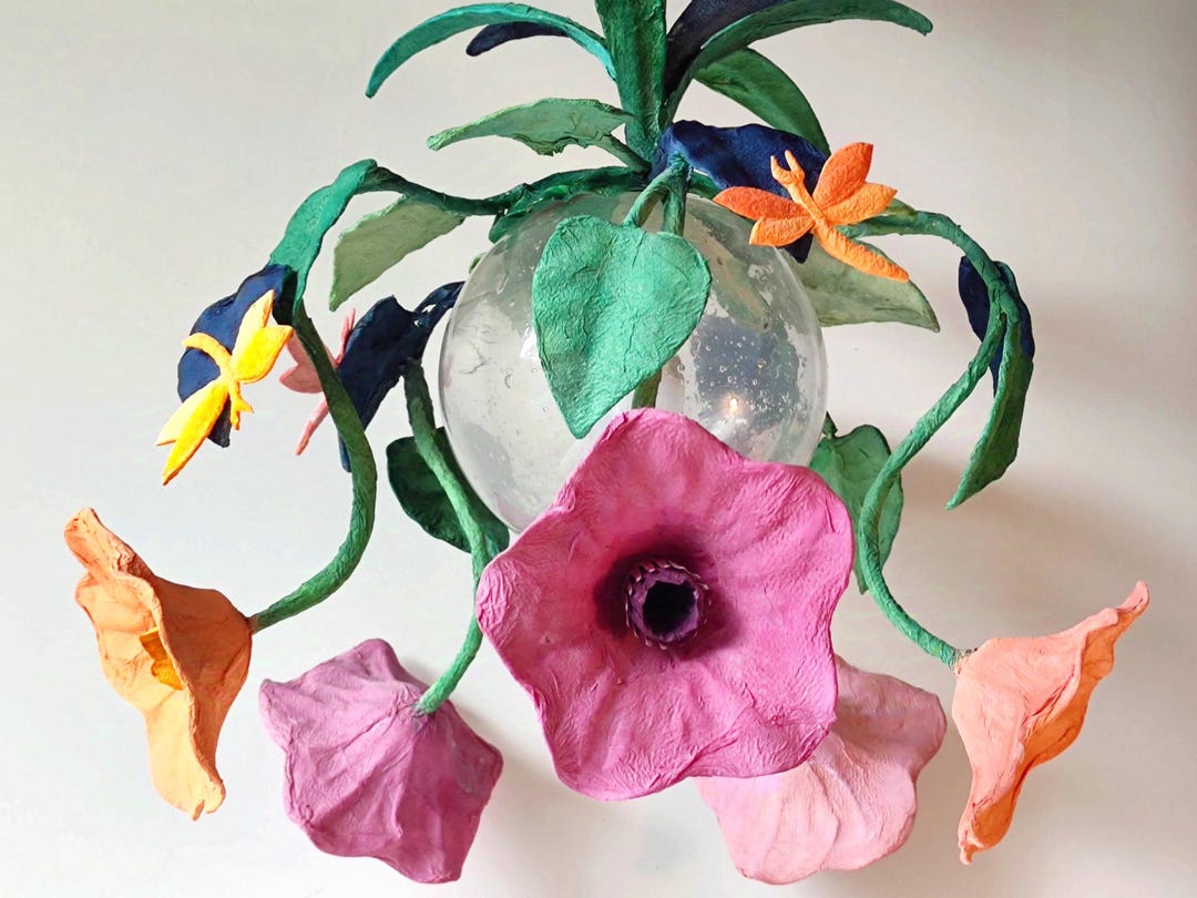 Paper Mache Pendant Lamp, Chandelier, Multicolor Ceiling Lamp, Light ...