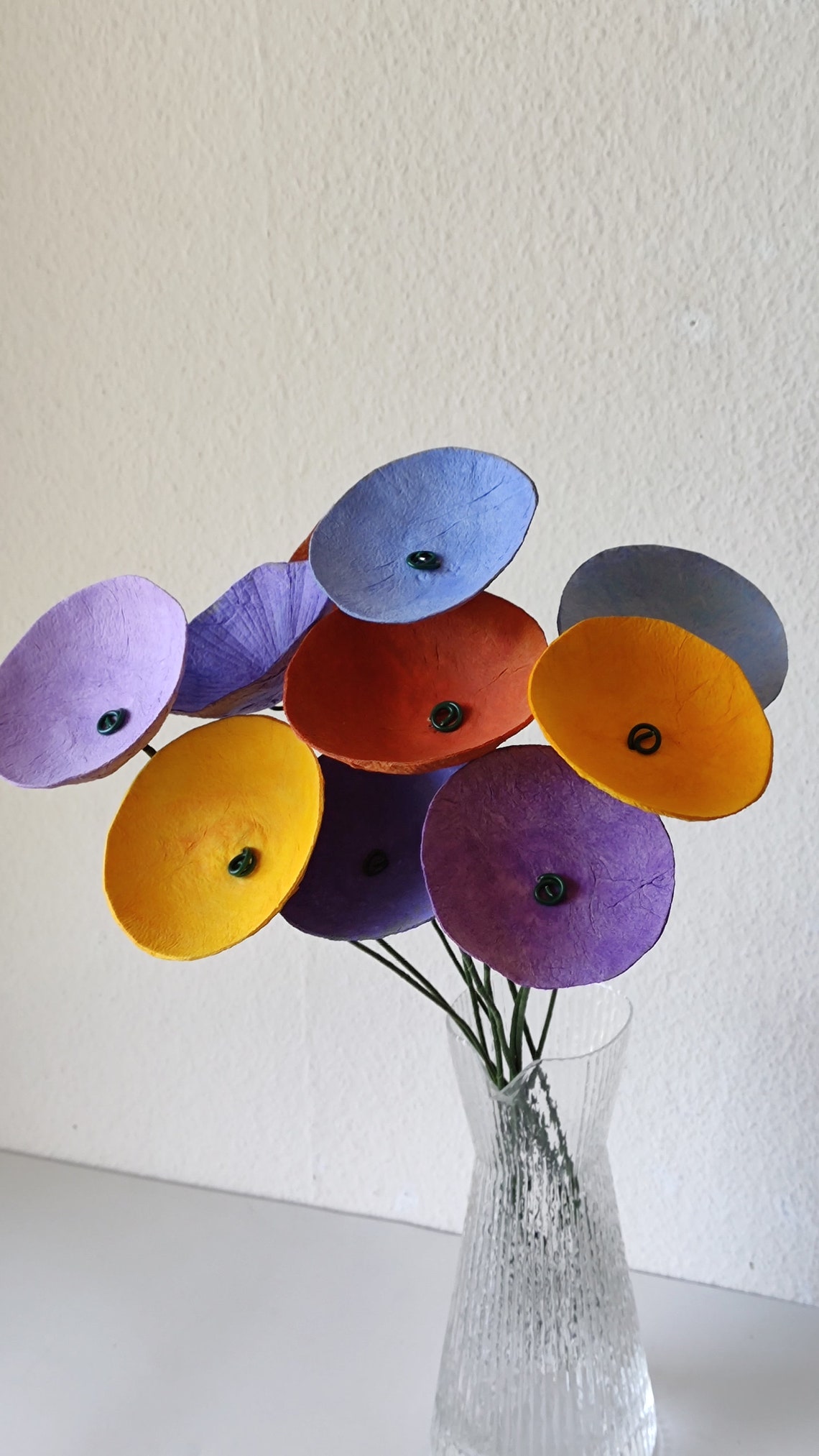 10 Long Stem Papier Mache' Flowers Flower Arrangement - Etsy