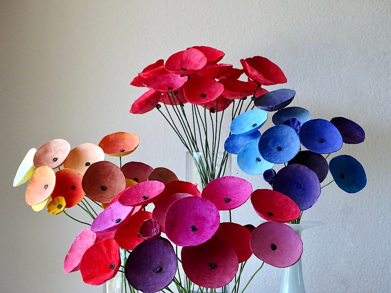 Long Stem Papier Mache' Flowers Flower Arrangement Home - Etsy
