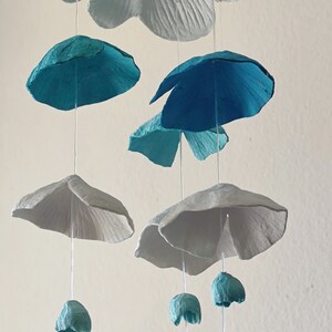 White Blue Paper Mache Wall Decoration, Contemporary Garlands, Wall Art ...