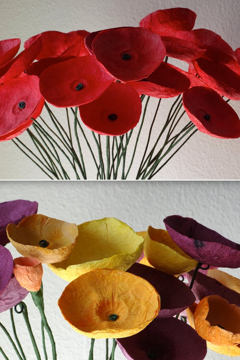 Long Stem Papier Mache' Flower Flower Arrangement Home - Etsy