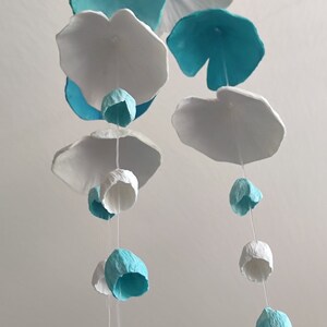 White Blue Paper Mache Wall Decoration, Contemporary Garlands, Wall Art ...