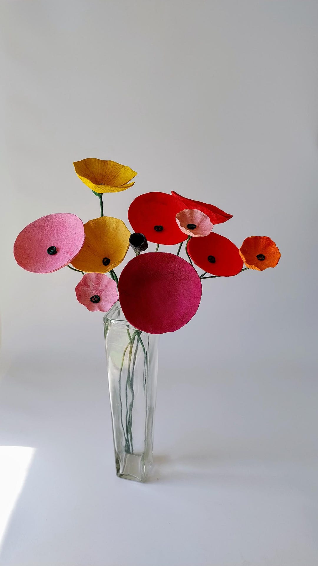 12 Long Stem Papier Mache' Flowers, Flower Arrangement, Home Decoration ...